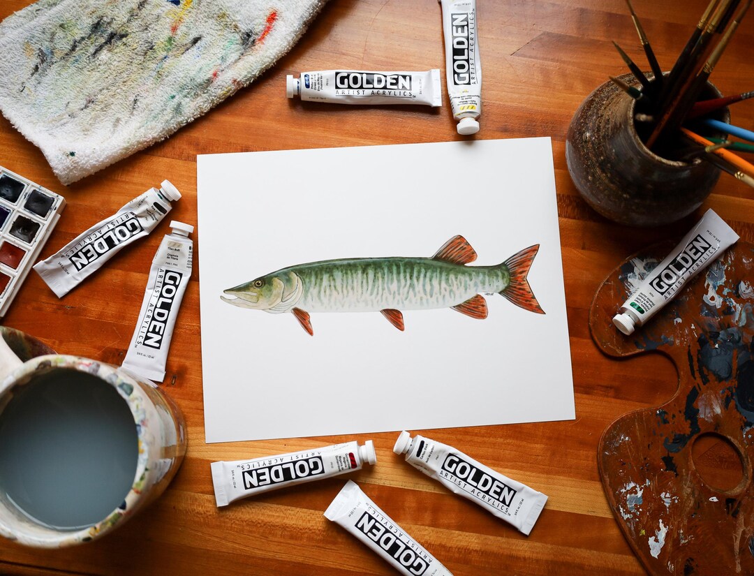 Muskie Print | Muskellunge Painting | Muskie Fish Art | Muskellunge Art ...