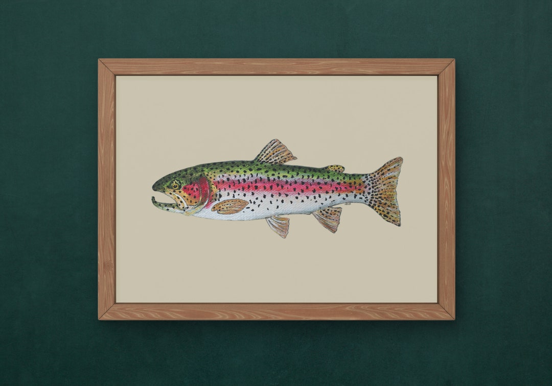 Rainbow Trout Print Rainbow Trout Painting Rainbow Trout Art Trout Art ...