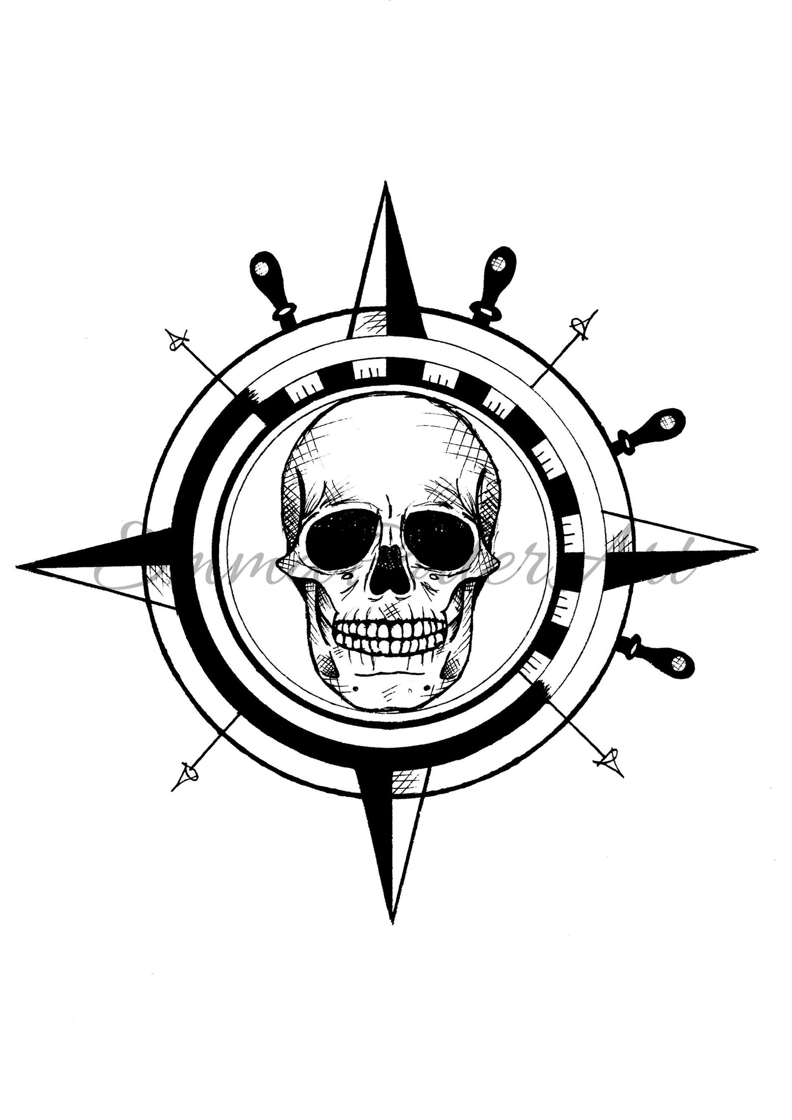 A4 Skullcompass Art Print Etsy