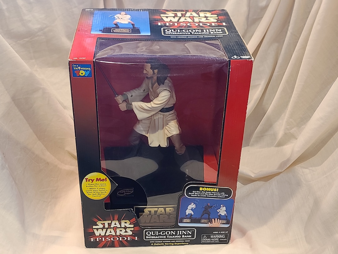 RARE 1999 Star Wars Qui-gon Jinn Interactive Animated Talking Sound Fx ...