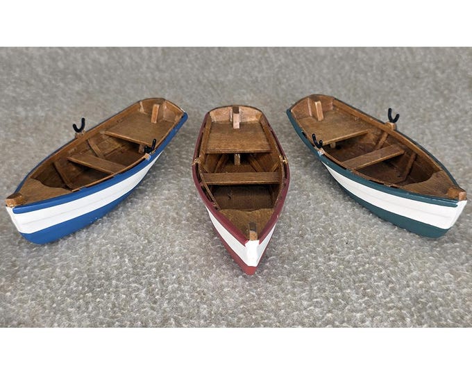 Set of 3, O-scale Wooden Row Boats, O-27 Realistic Handcrafted Detail ...