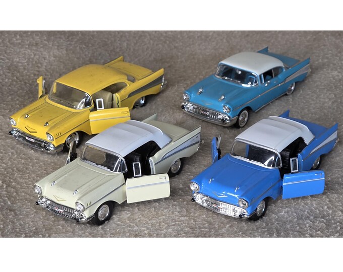 Lot of 4 Diecast Cars 1957 Chevy Bel Air 1:43 Scale in Blue, Beige ...