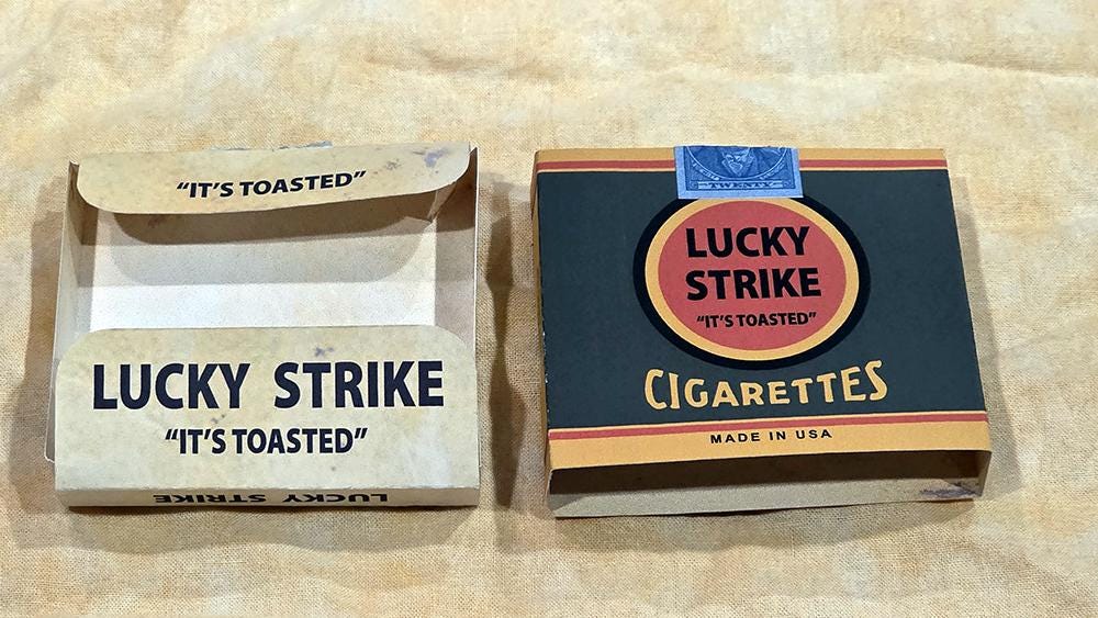Lucky Strike It’s Toasted Two Piece Sliding Cigarette Pack Box Tax ...