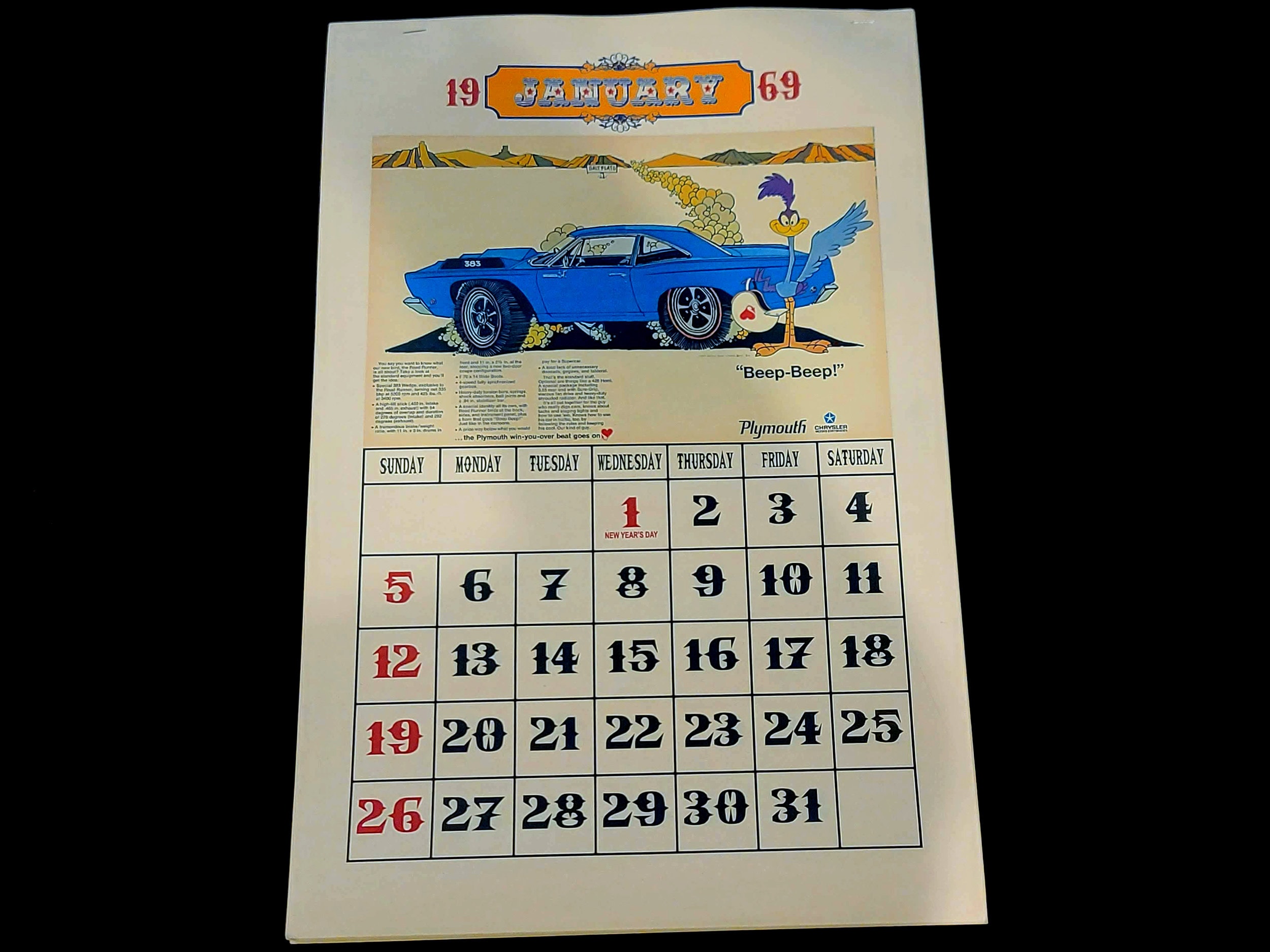 LARGE 1969 Muscle Car Mopar Dealer Wall Calendar B5 Blue - Etsy UK