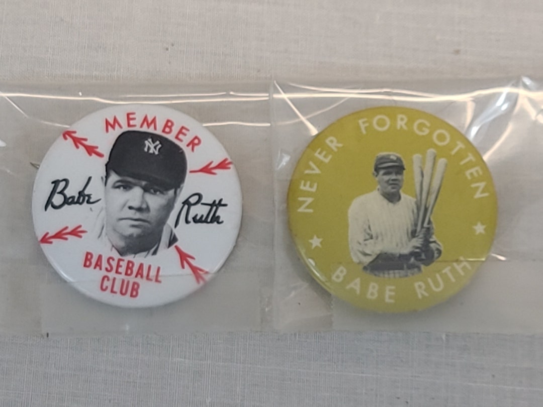 VINTAGE Babe Ruth, Never Forgotten & Baseball Club Member Round Metal ...