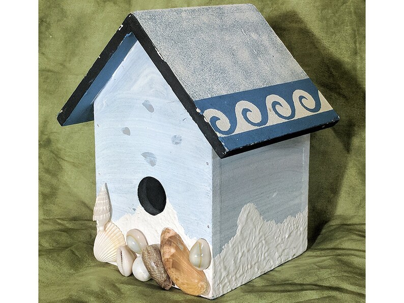 Seashell Solid Wood Hand Painted Hand Custom Made Birdhouse Hanging ...