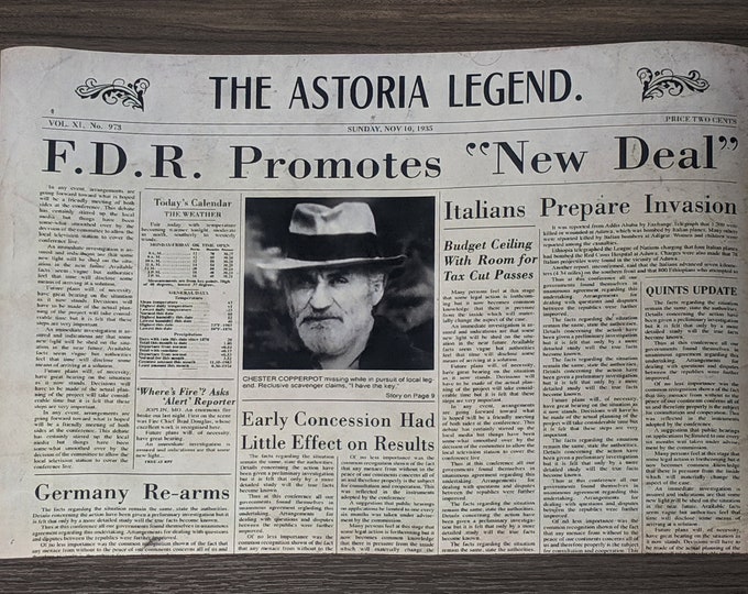 The Goonies Chester Copperpot Folded 1935 Newspaper Page Movie - Etsy