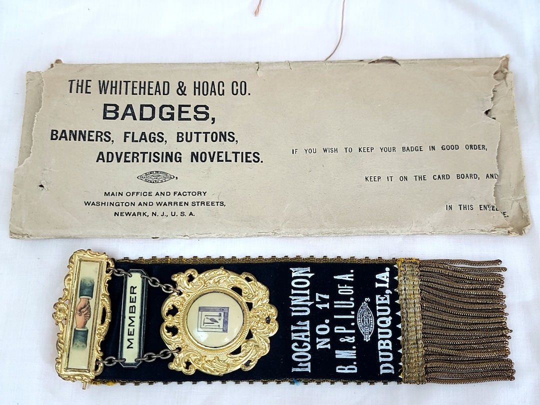 RARE Circa 1896 Historic Antique Labor Trade Union Medallion Iowa Badge ...