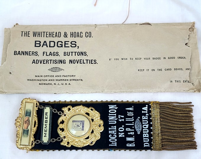 RARE Circa 1896 Historic Antique Labor Trade Union Medallion Iowa Badge ...