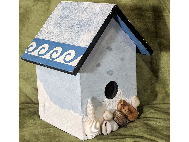 Seashell Solid Wood Hand Painted Hand Custom Made Birdhouse Hanging ...
