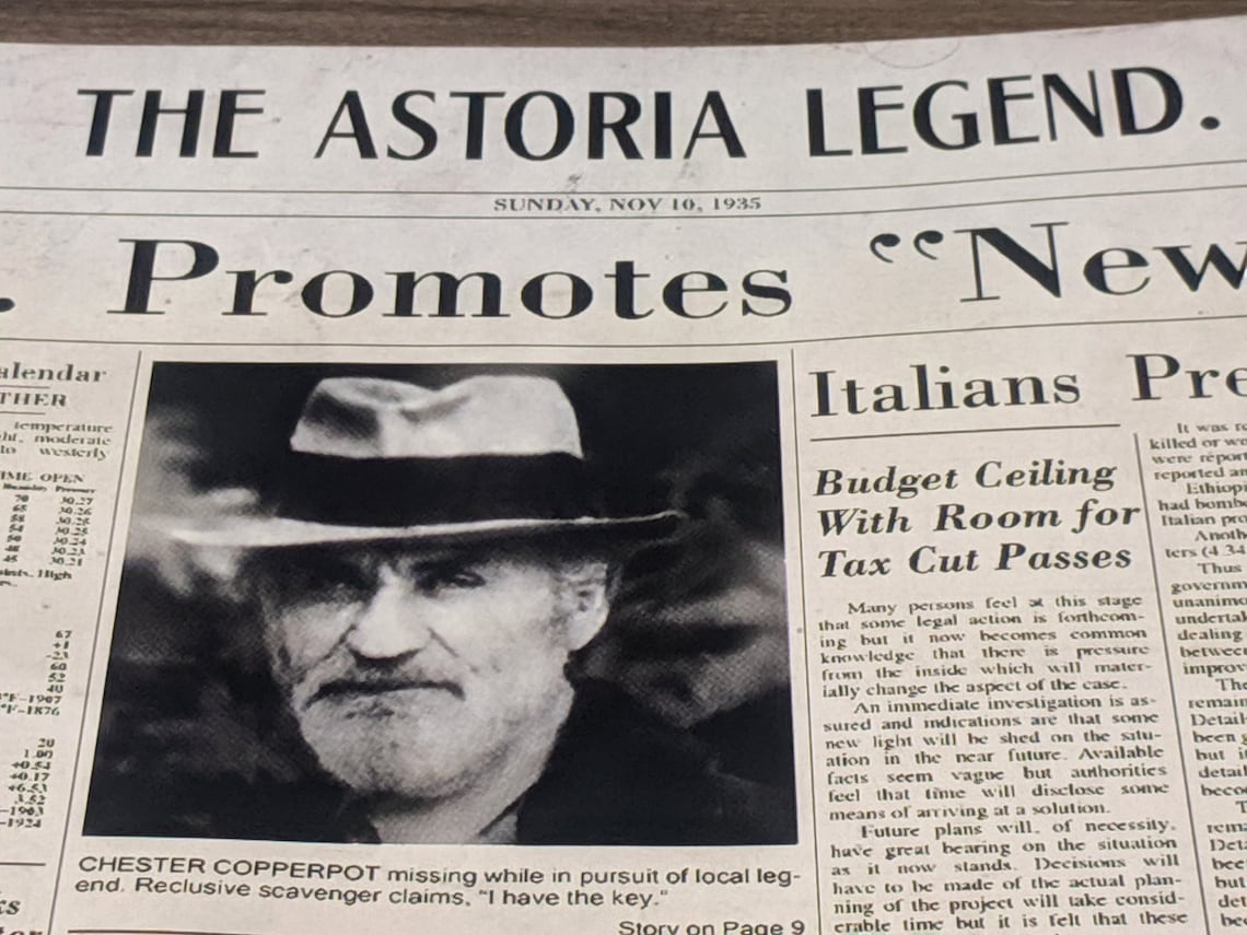The Goonies Chester Copperpot Folded 1935 Newspaper Page Movie - Etsy