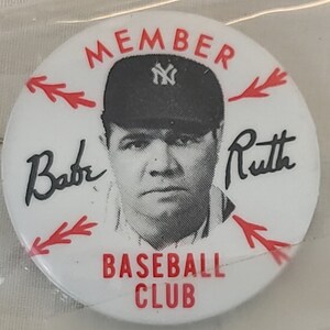 VINTAGE Babe Ruth, Never Forgotten & Baseball Club Member Round Metal ...