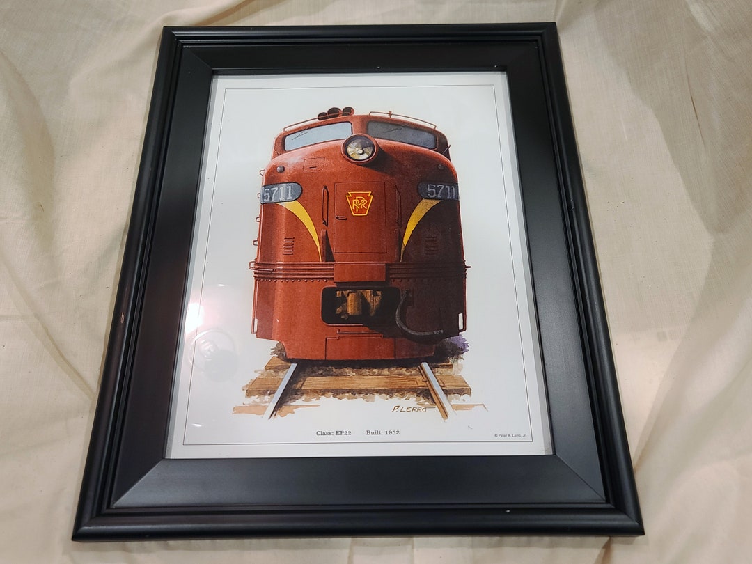 Signed Pete Lerro Jr Painting 1952 PRR Passenger Train Cab Locomotive ...