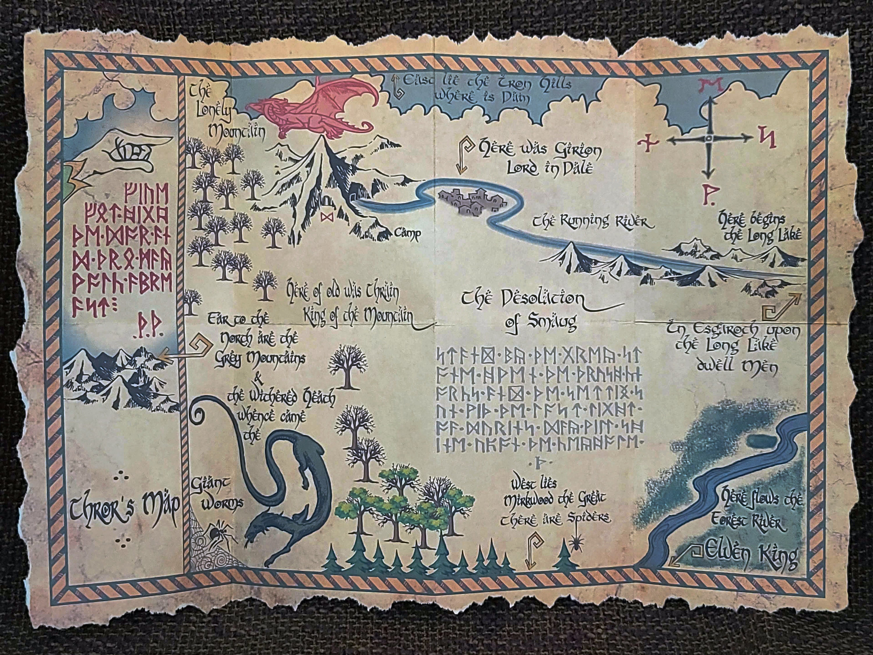 The Hobbit Thror's Map of Erebor Thrain Elrond | Etsy