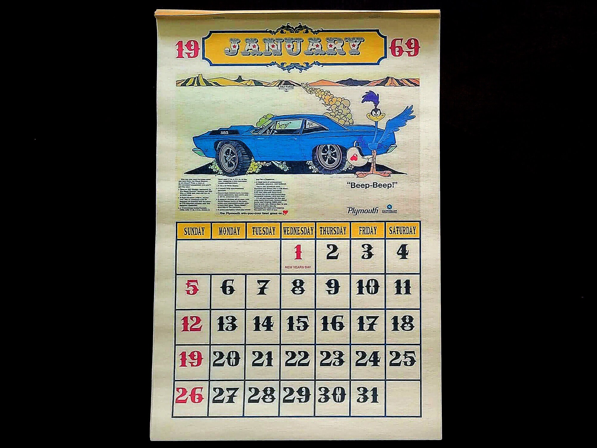 LARGE 1969 Muscle Car Mopar Dealer Wall Calendar B5 Blue | Etsy