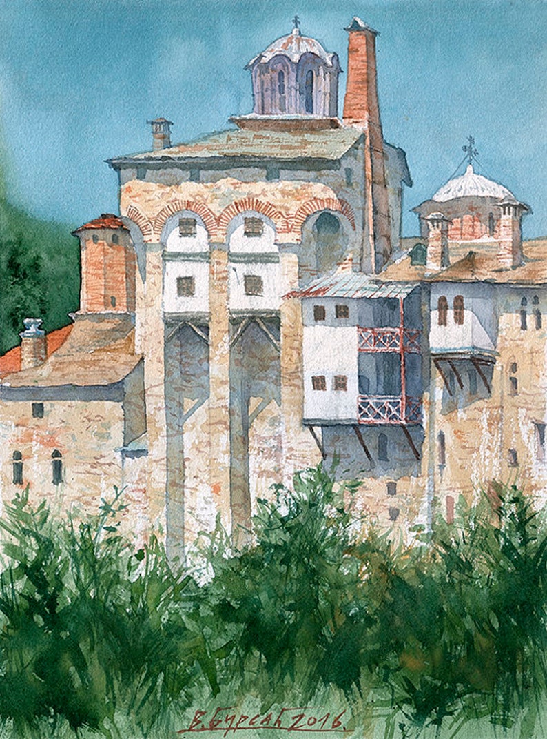 Mount Athos, Hilandar Serbian Monastery Domes, Sveta Gora, Srpski ...