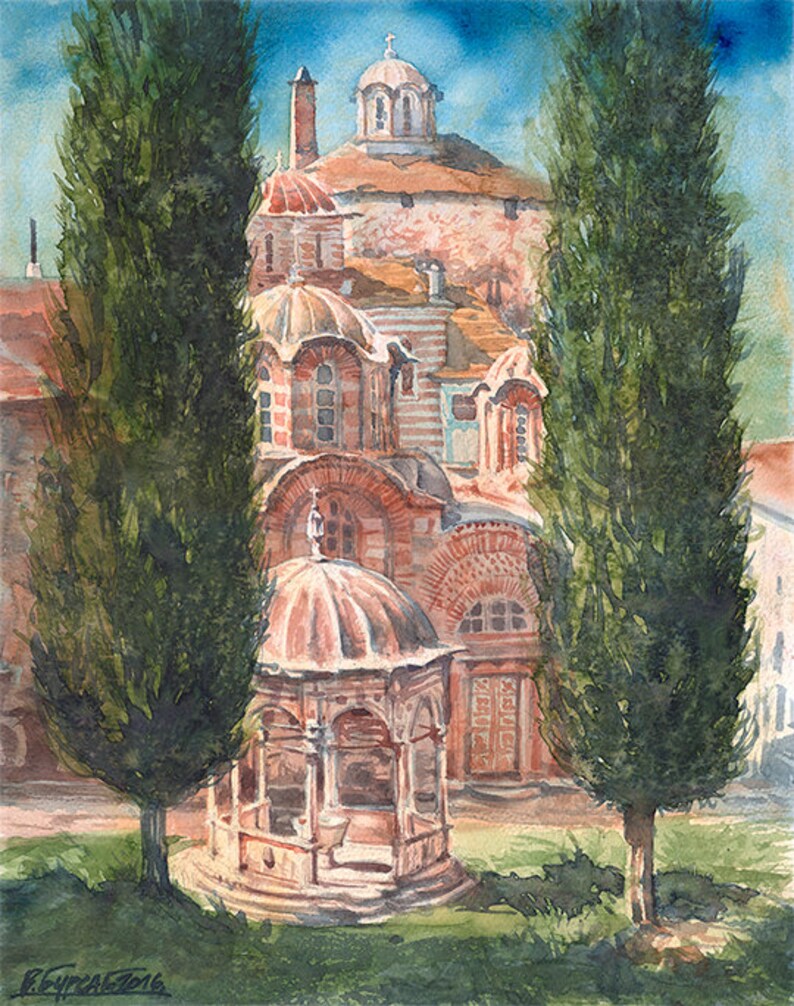 Mount Athos Hilandar Serbian Monastery Cypress Trees print - Etsy Mount Athos Hilandar Serbian Monastery Cypress Trees print - Etsy