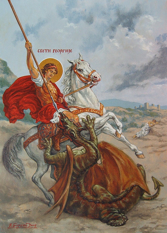 Icon of Saint George, St. George Icon, St. George Killing the Dragon ...
