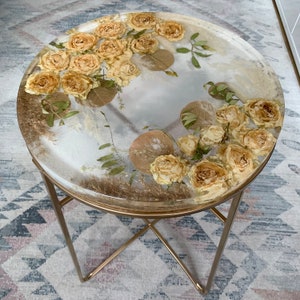 Bohemian Roses Floral Resin Coffee Table With Gold Metal Legs - Etsy