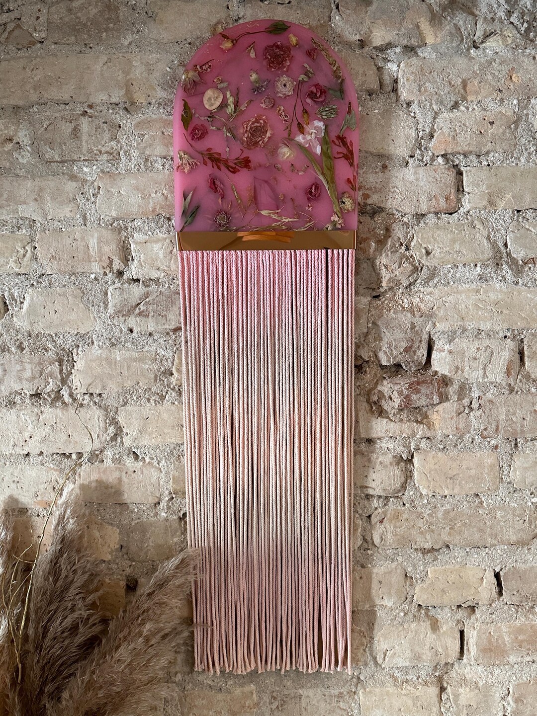 Resin and Preserved Flowers Arch Wall Hanging Art With Macrame Fibers ...