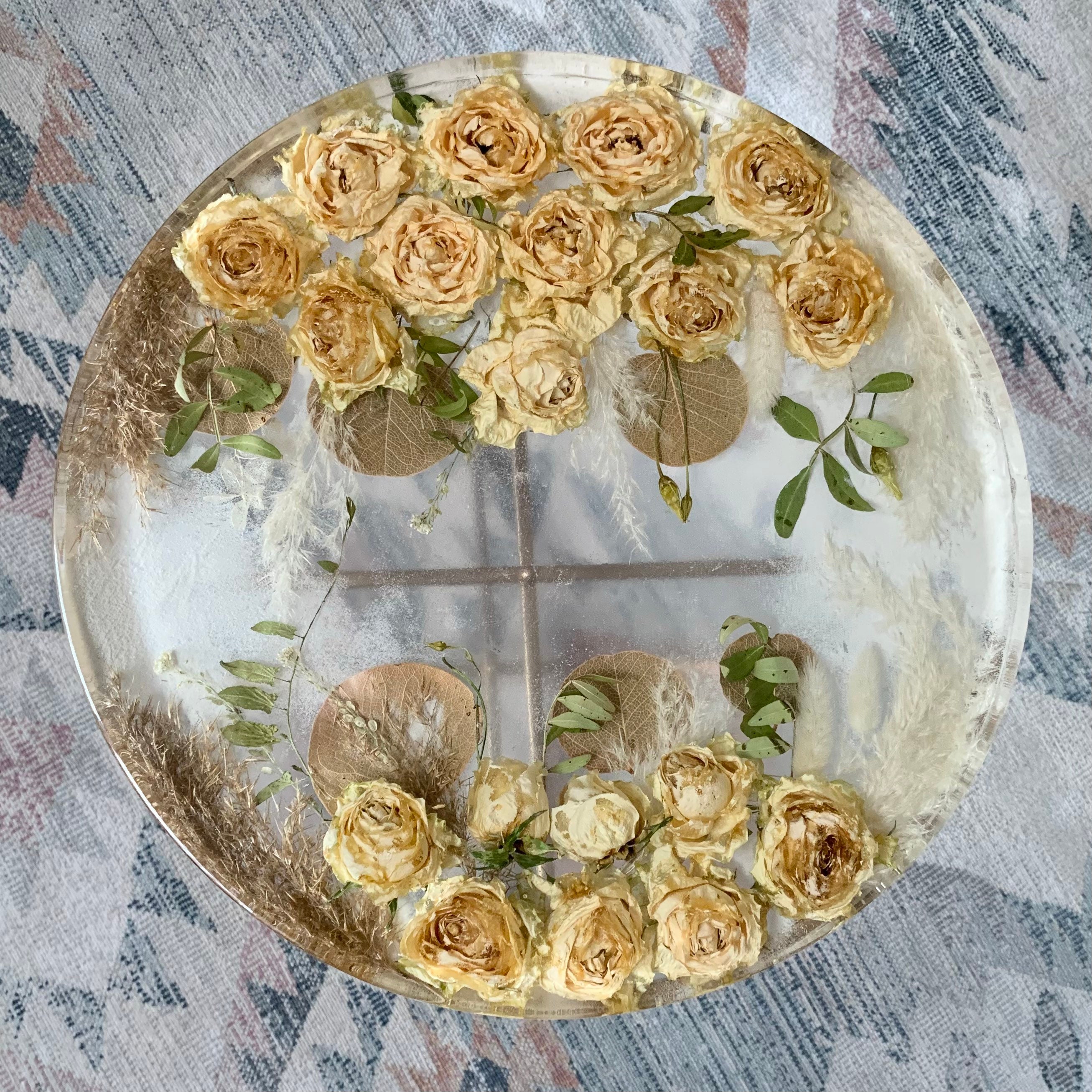 Bohemian Roses Floral Resin Coffee Table With Gold Metal - Etsy