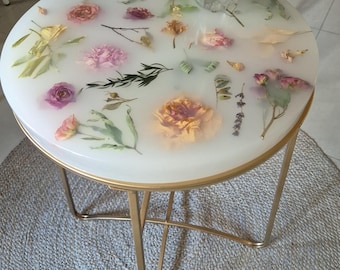 Pink Floral Resin Coffee Table With Gold Metal Legs - Etsy