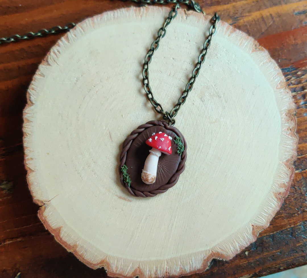Mushroom Specimen Pendant -amanita Cottage Core Mushie - Etsy