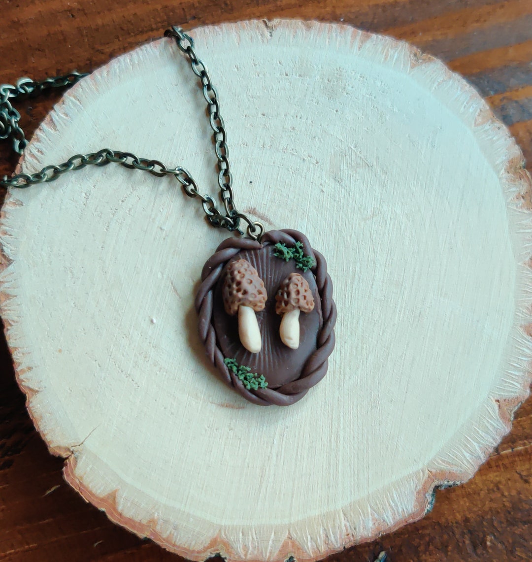 Mushroom Specimen Pendant - Morel Pair - Etsy