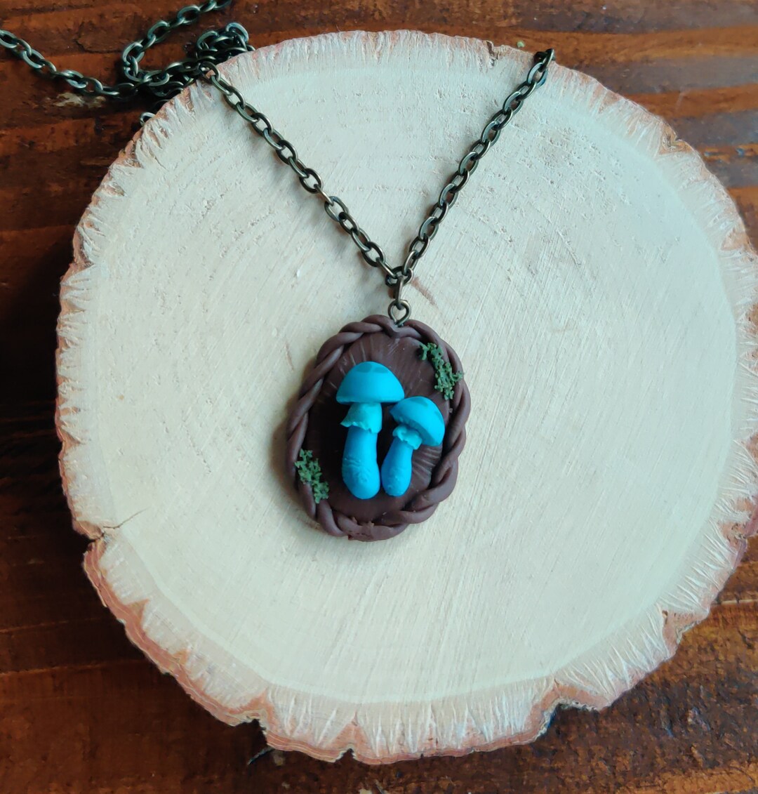 Mushroom Specimen Pendant - Blue Entoloma - Etsy