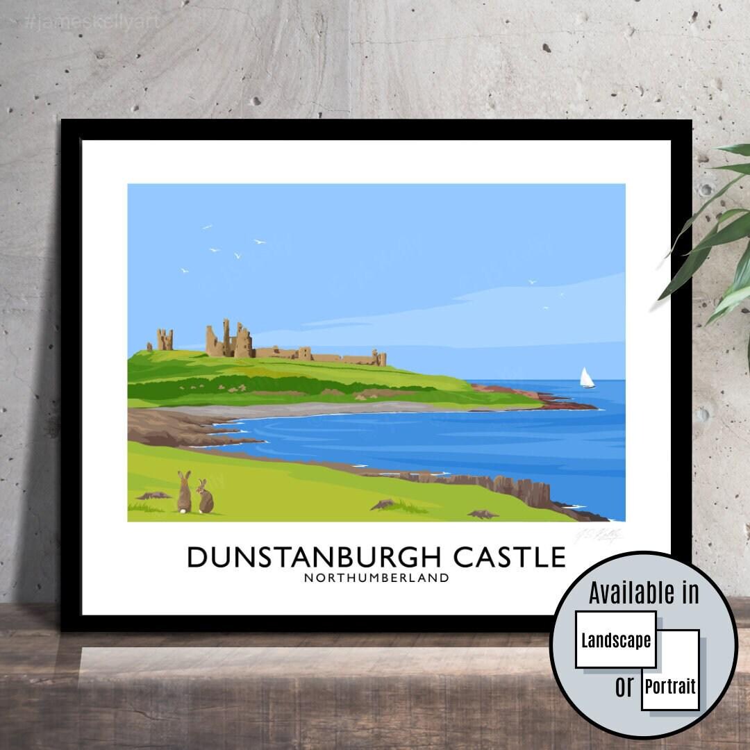 Dunstanburgh Castle Art Print: Vintage Northumberland Travel Poster - Etsy