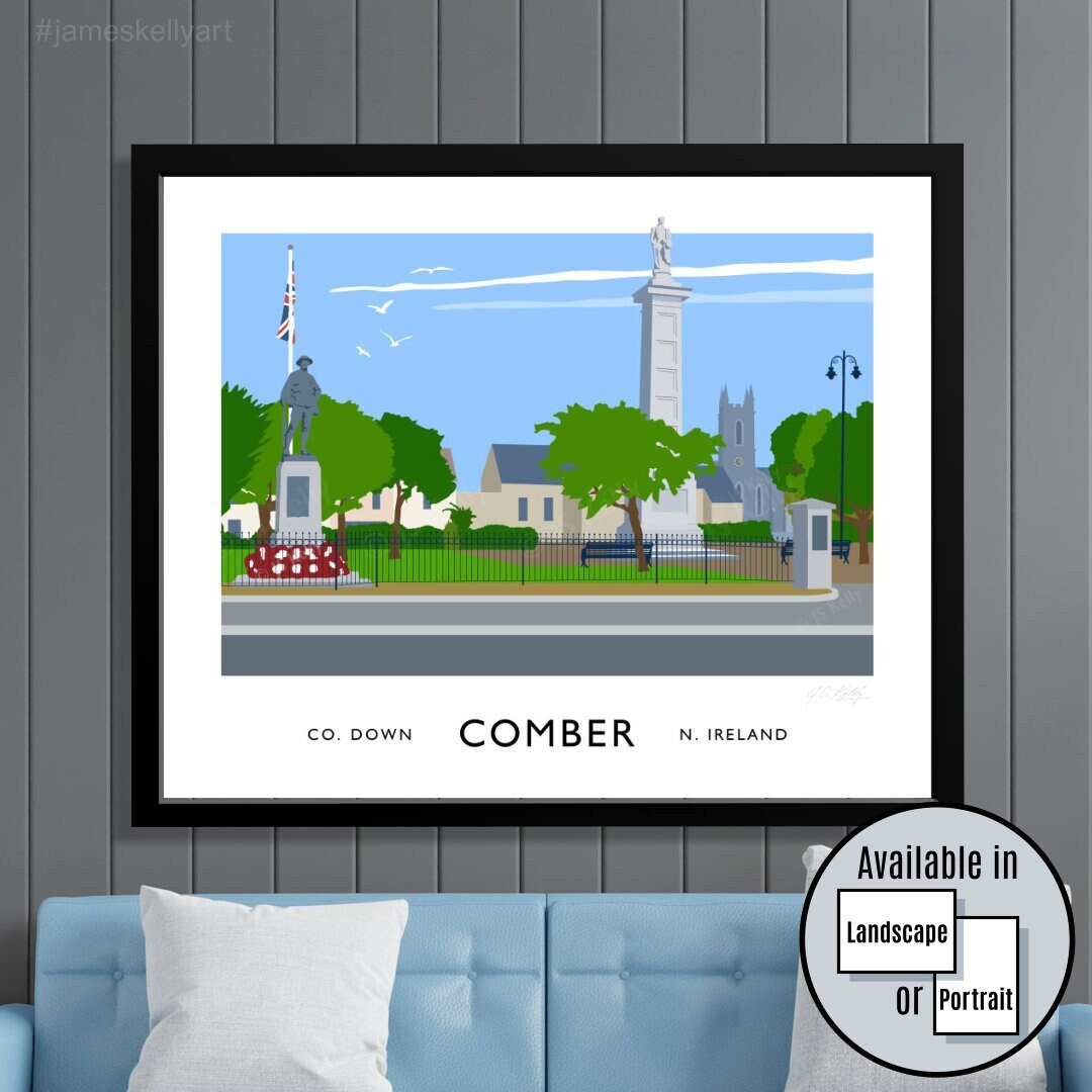 Comber, County Down Art Print: Retro Irish Travel Poster - Etsy UK