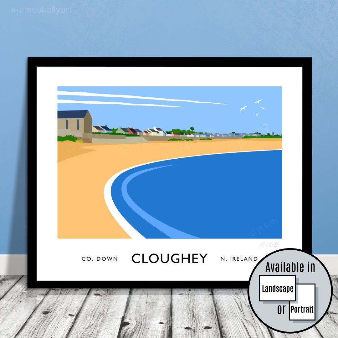Cloughey, County Down, Northern Ireland, Travel Poster, Art Print ...