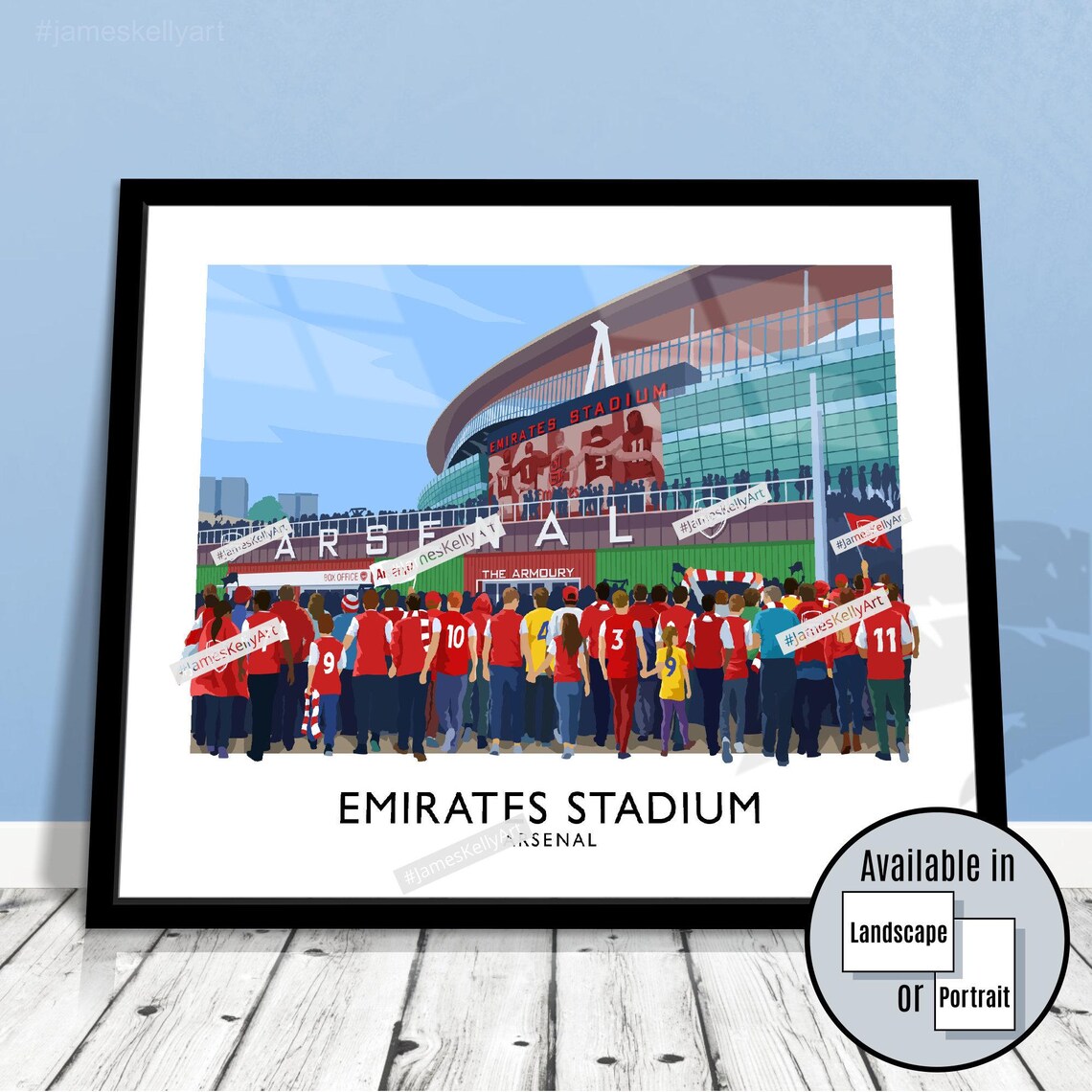 Arsenal Travel Poster Art Print, Gunners Supporters Arriving at the ...