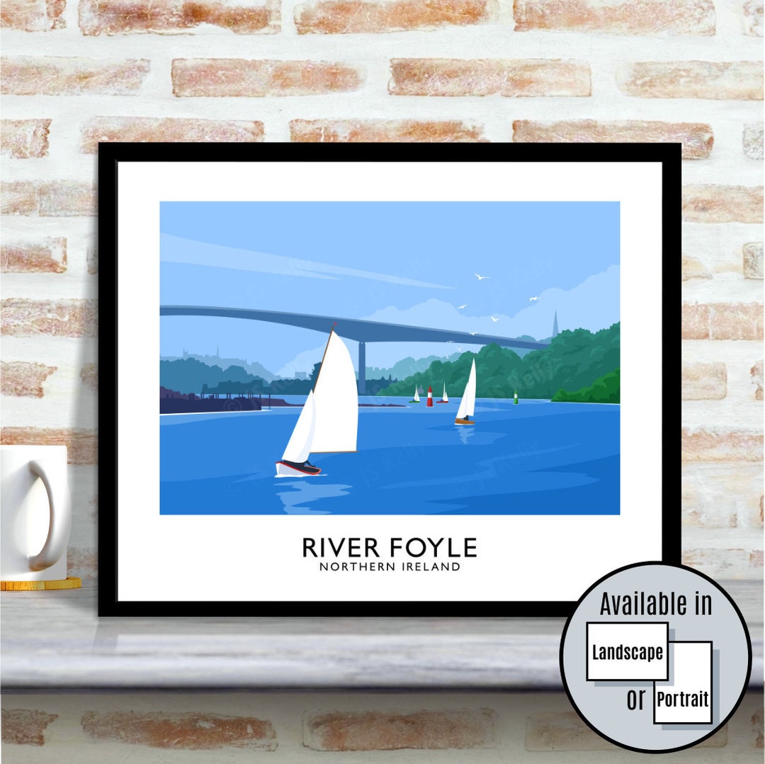 River Foyle Sailing Boat Art Print: Derry, Northern Ireland - Etsy