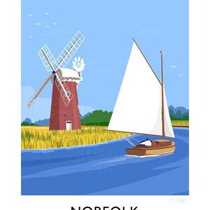 Norfolk Broads, Norfolk, England, Travel Poster, Art Print, English ...