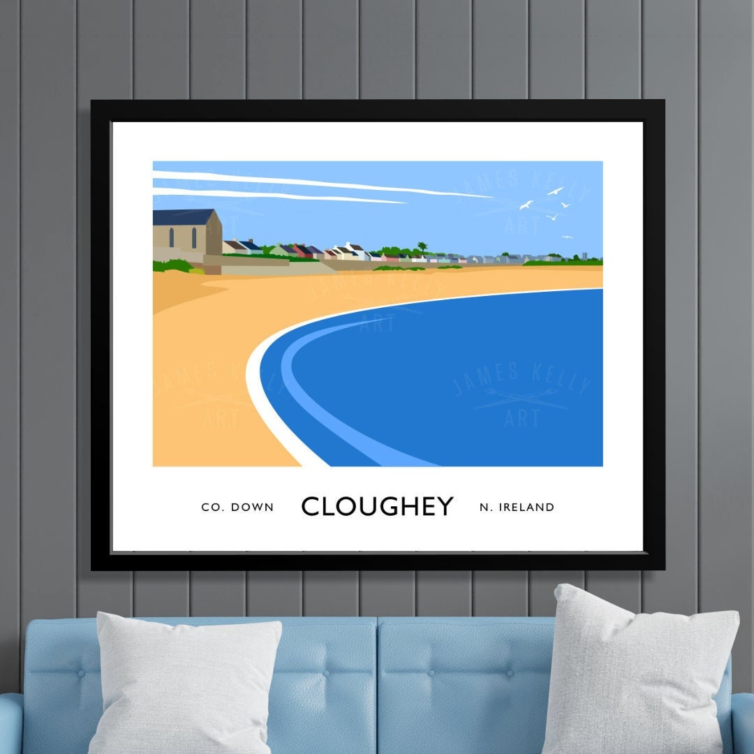 Cloughey County Down Northern Ireland Travel Poster Art - Etsy