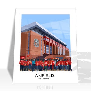 Anfield, Liverpool FC, Wall Art Print, Travel Poster, Premier League ...