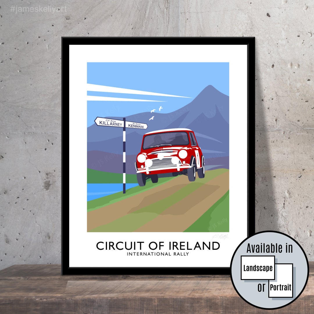 Circuit of Ireland Rally, 1960s, Mini, Cooper S, Travel Poster, Art ...