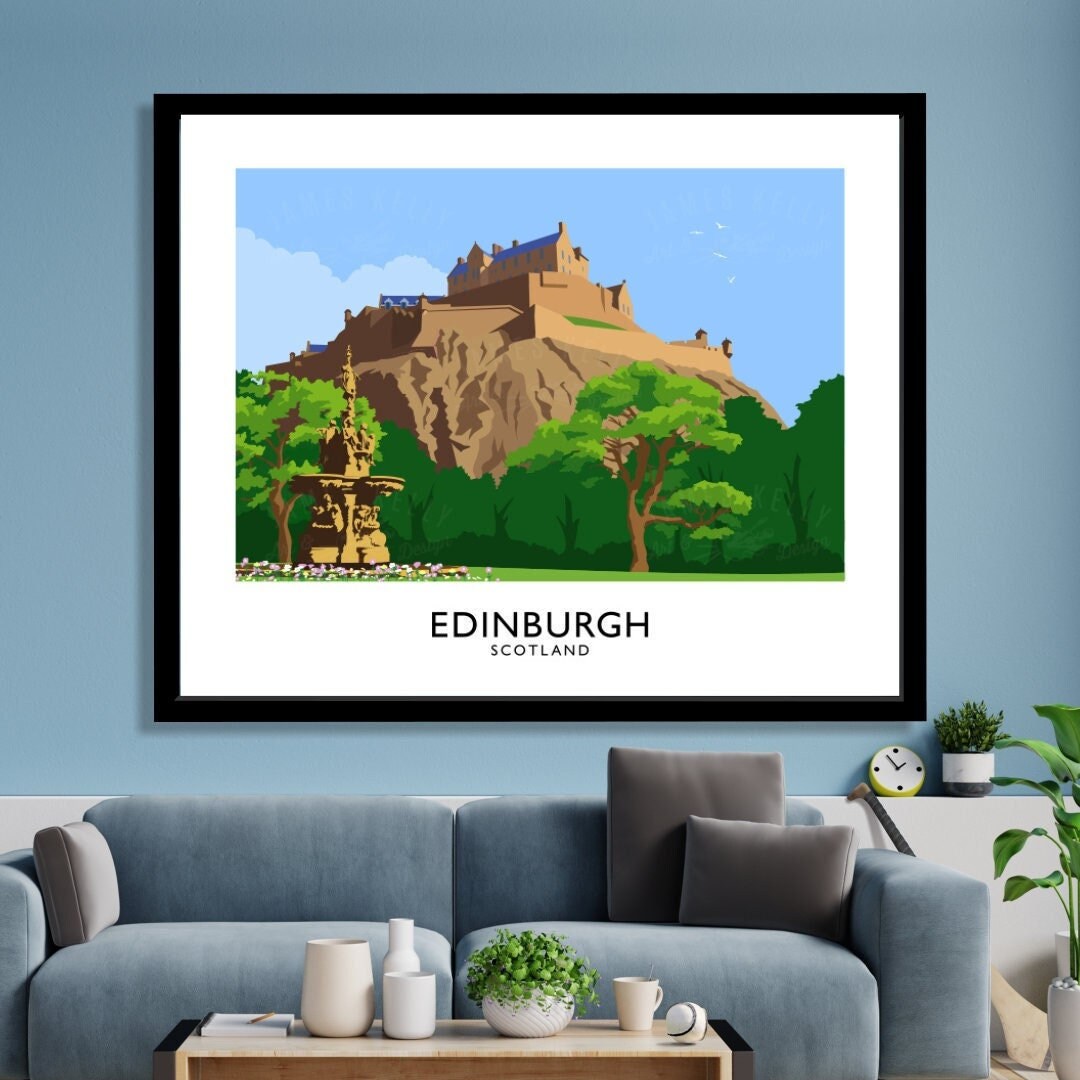 Edinburgh Castle, Edinburgh, Scotland, Scottish, Gift, Travel Poster ...