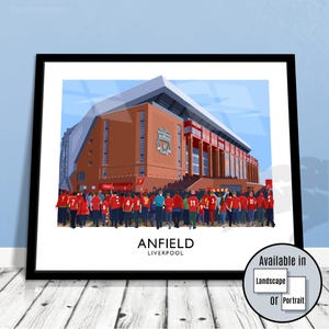 Anfield, Liverpool FC, Wall Art Print, Travel Poster, Premier League ...