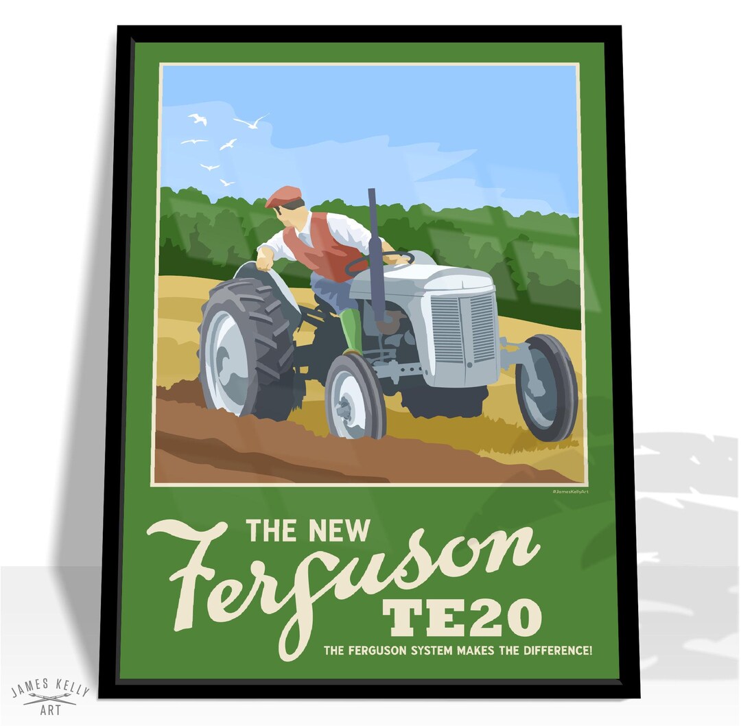 Ferguson Tractors TE20 Retro Poster Art Print, Tractor, Farmer ...