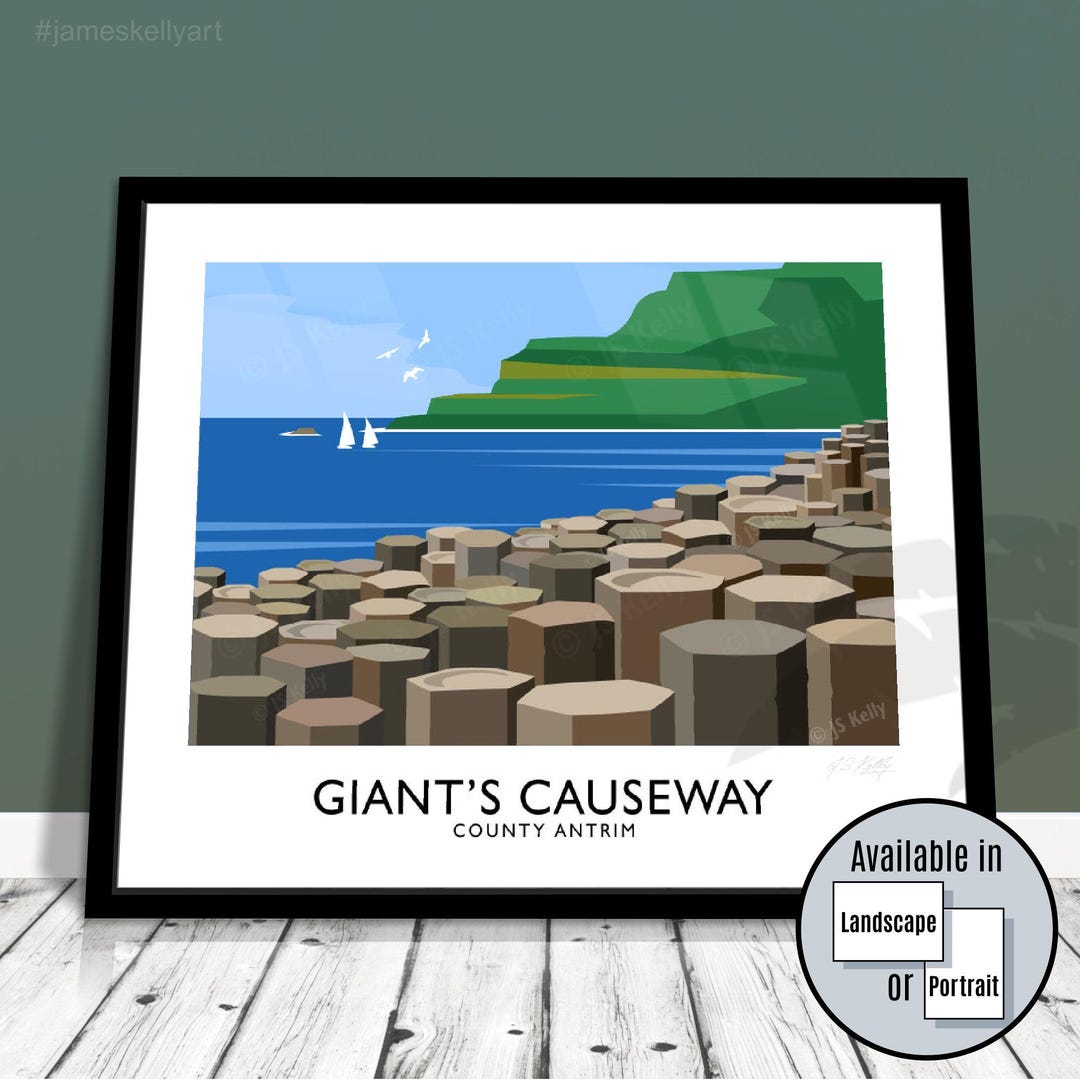 Giant's Causeway, Antrim, Northern Ireland, Travel Poster, Art Print ...
