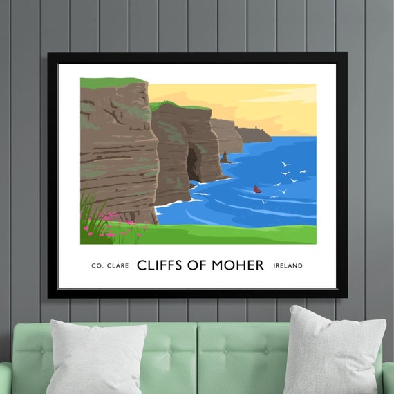 Cliffs of Moher County Clare Ireland Travel Poster Art - Etsy UK