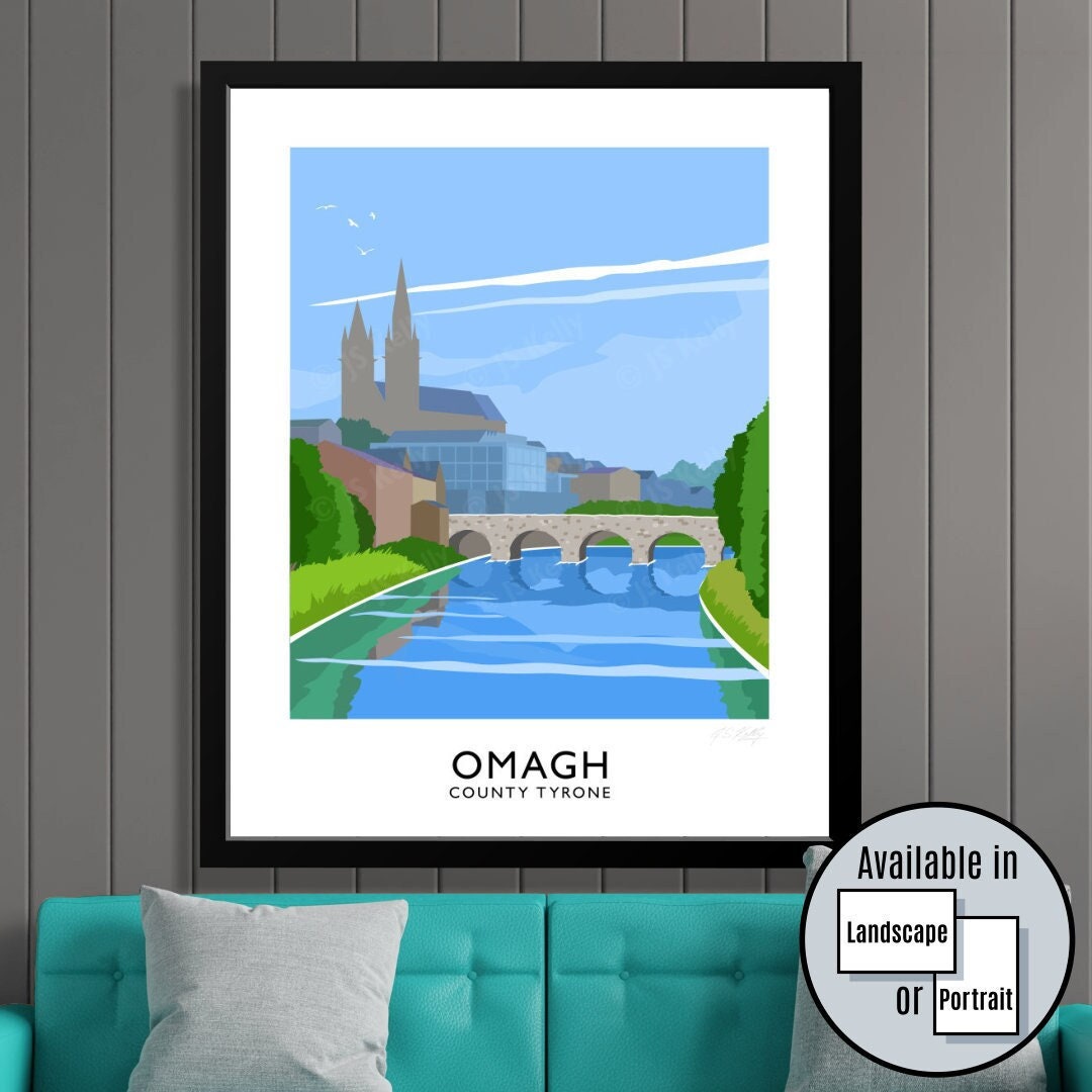 Omagh, County Tyrone, Orthern Ireland, Ireland, Travel Poster, Art ...