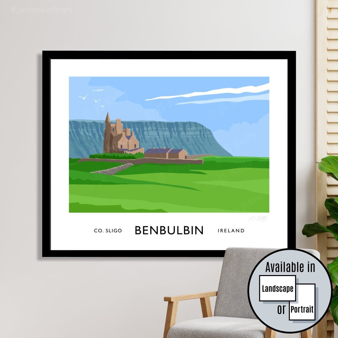 Benbulbin Castle Art Print: Sligo, Ireland Travel Poster - Etsy