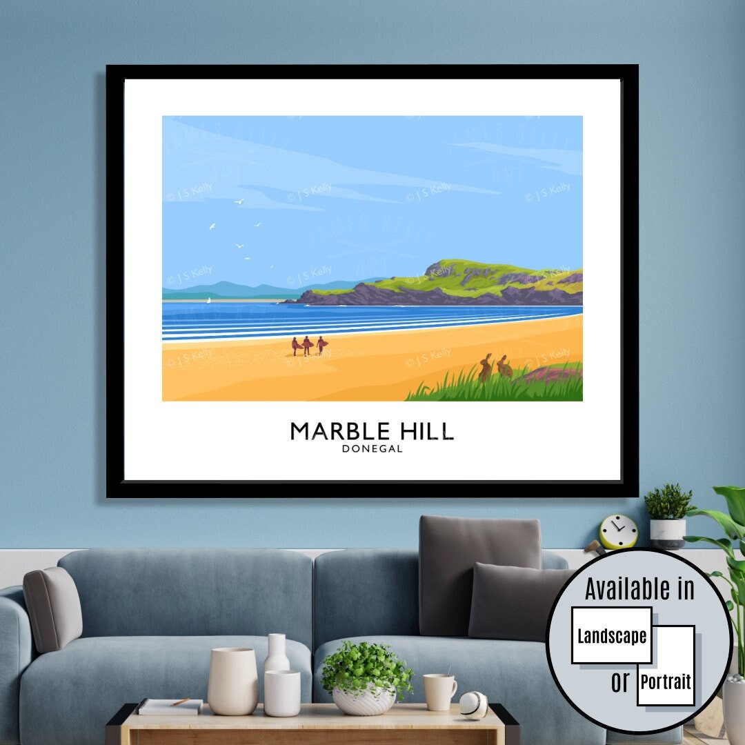 Marble Hill Beach Art Print: Donegal, Ireland Travel Poster - Etsy UK