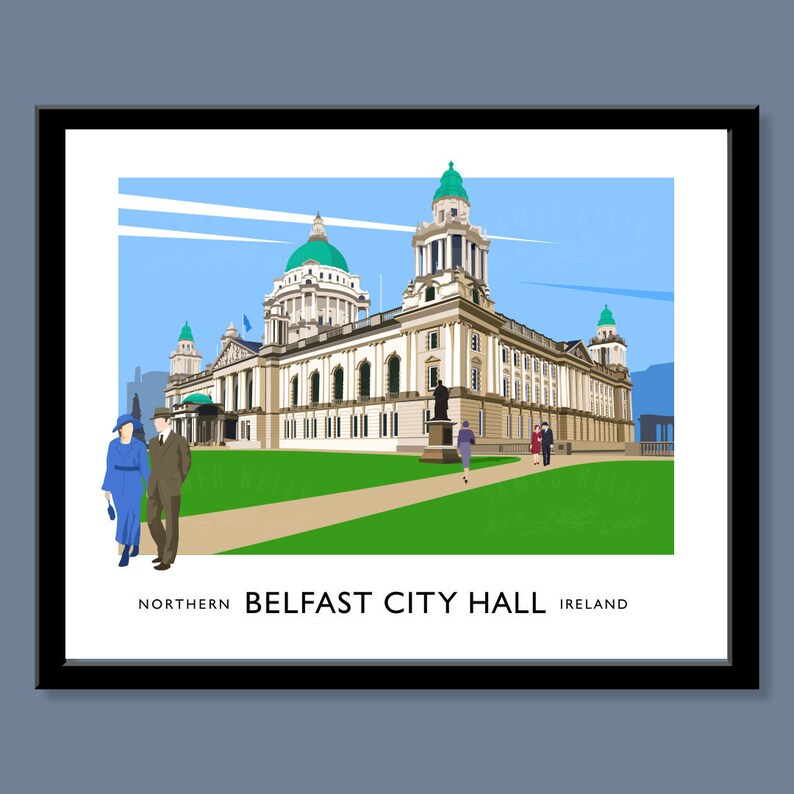 Belfast City Hall Belfast Northern Ireland Travel Poster | Etsy UK