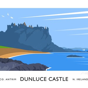 Dunluce Castle, County Antrim, Northern Ireland, Travel Poster, Art ...