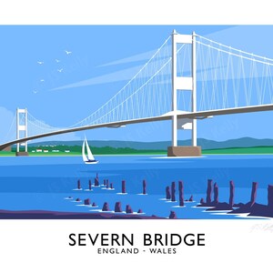 Severn Bridge, Travel Poster, Art Print, River Severn, England, Wales ...