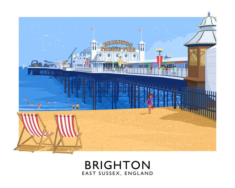 Brighton Pier Brighton East Sussex England Travel Poster - Etsy UK